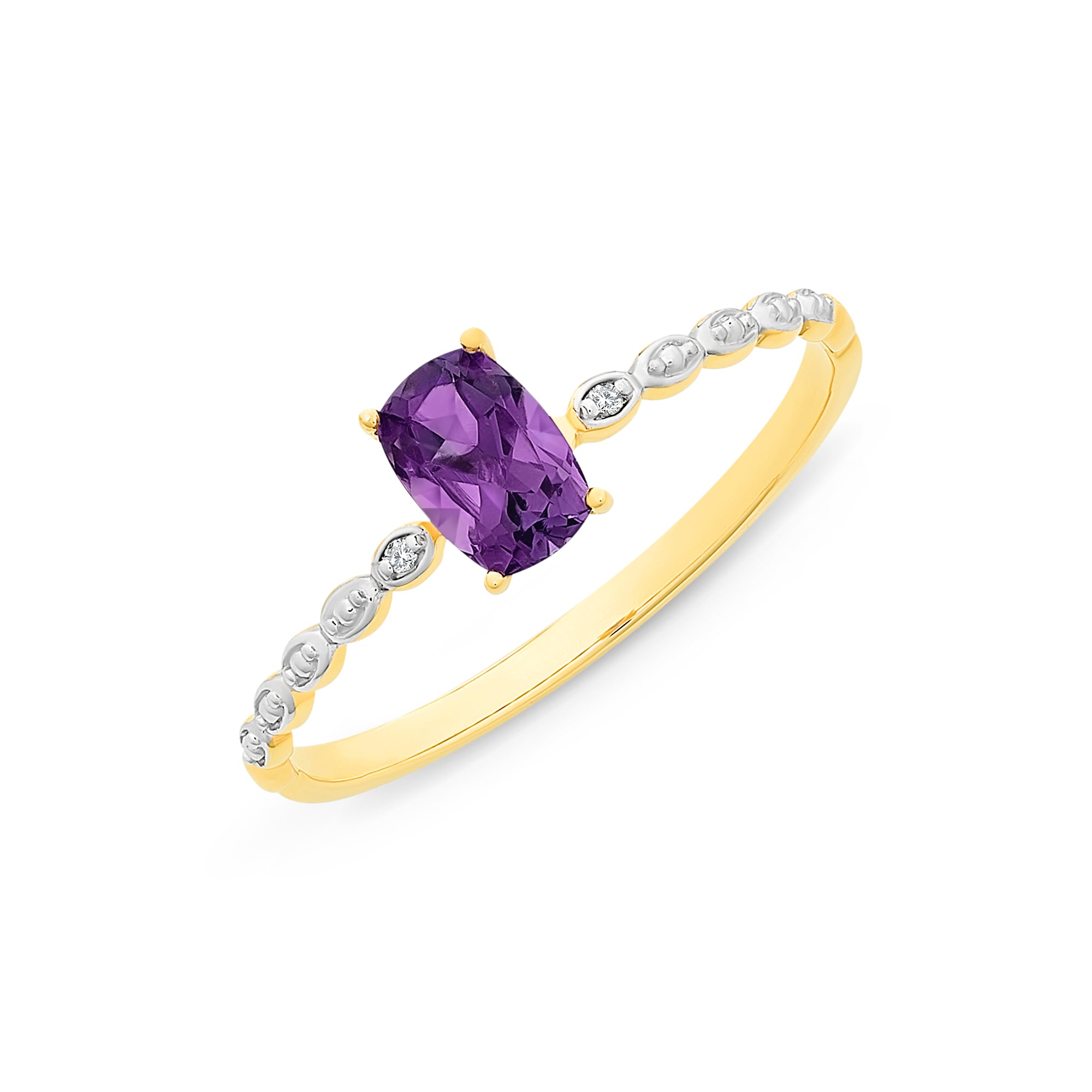 9YG AMETHYST & DIAMOND RING – Camperdown Jewellers